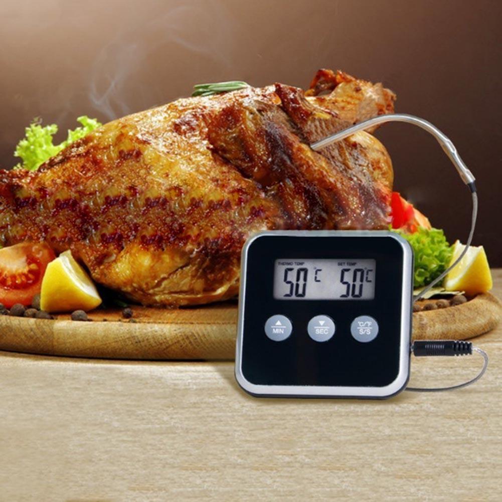 AU Electronic LCD Food Thermometer BBQ Probe Temperature Alarm Cooking ...