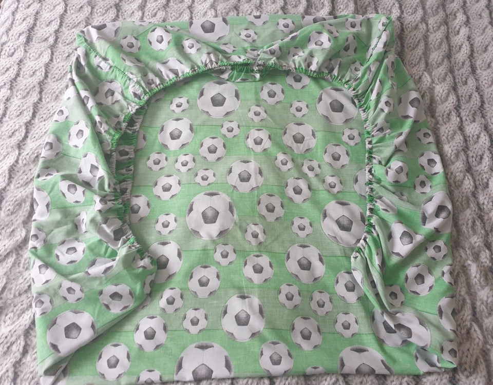Dunelm Green Football Printed Fitted Single Bed Sheet Boys Striped Next ...