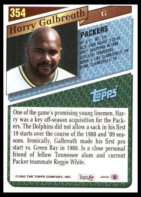 1993 Topps - #354 Harry Galbreath for sale online | eBay