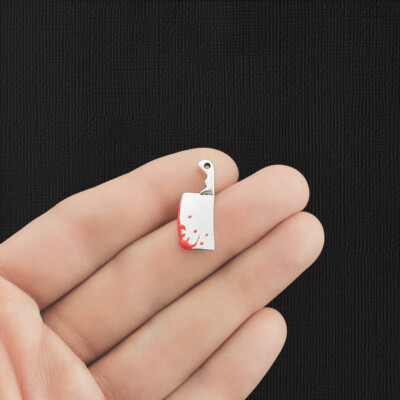 2 Meat Cleaver Antique Silver Tone Charms 2 Sided - SC3366 | eBay