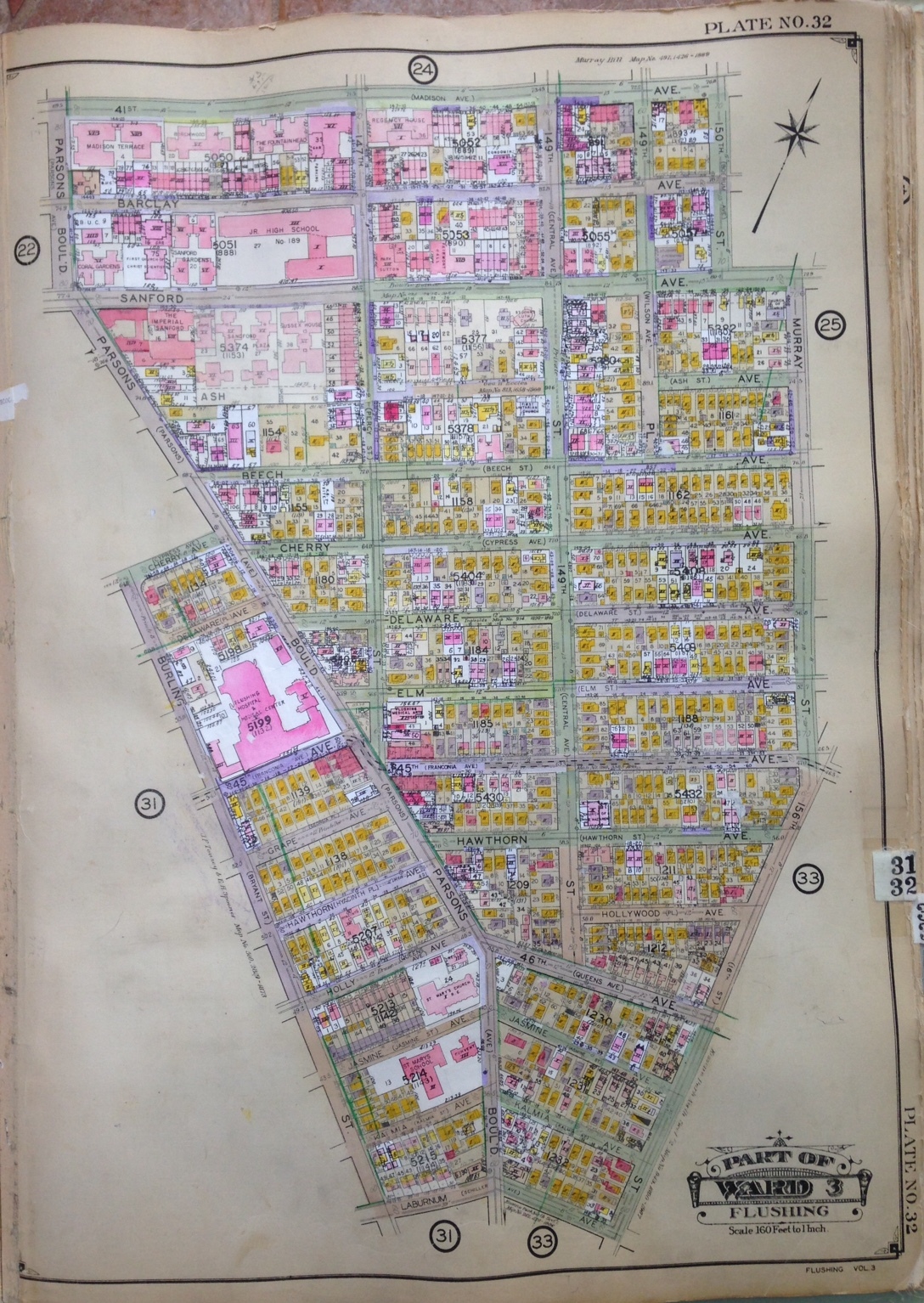 ORIG 1926 E. BELCHER HYDE FLUSHING CEMETERY MURRAY HILL QUEENS NY PLAT ...