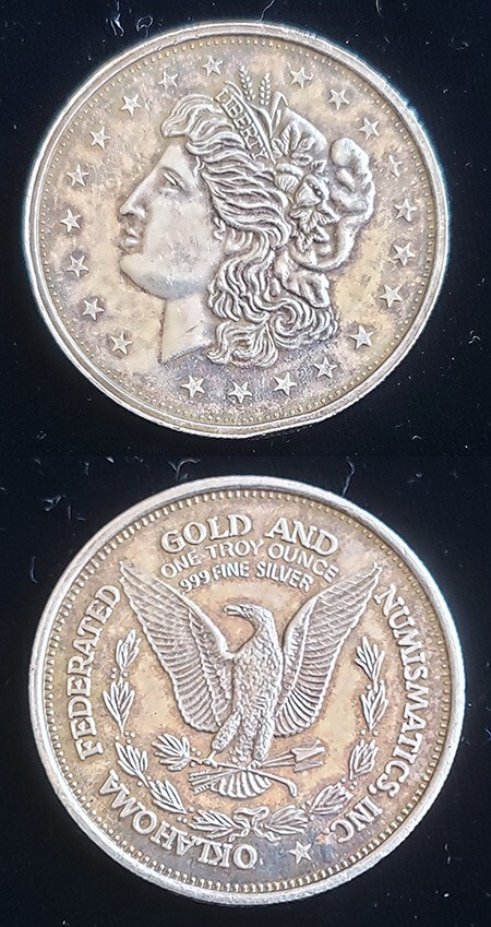 Morgan Dollar Oklahoma Federated Gold & Numismatics 1 oz .999 Silver ...