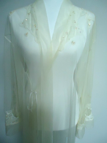 VTG Victoria’s Secret LONG sheer mesh ROBE Peignoir Kimono Caftan XS/S ...