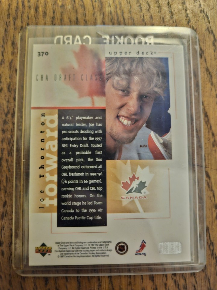 Joe Thornton, Upper Deck, 1997, #370, Rookie, Draft Class, Program of ...