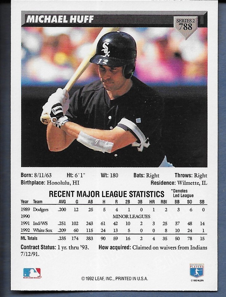 1993 Donruss Michael Huff Chicago White Sox 788 NM | eBay