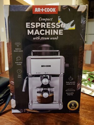 Ar+Cook Compact Espresso Machine With Steam Wand Open box NEW | eBay