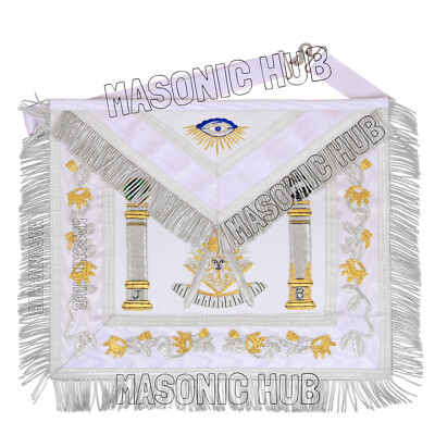 "Masonic Past Master Emblem & Pillars Sheepskin Apron - Hand ...