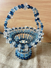 Vtg Handmade Safety Pin Basket with Blue and Clear Plastic Beads | eBay