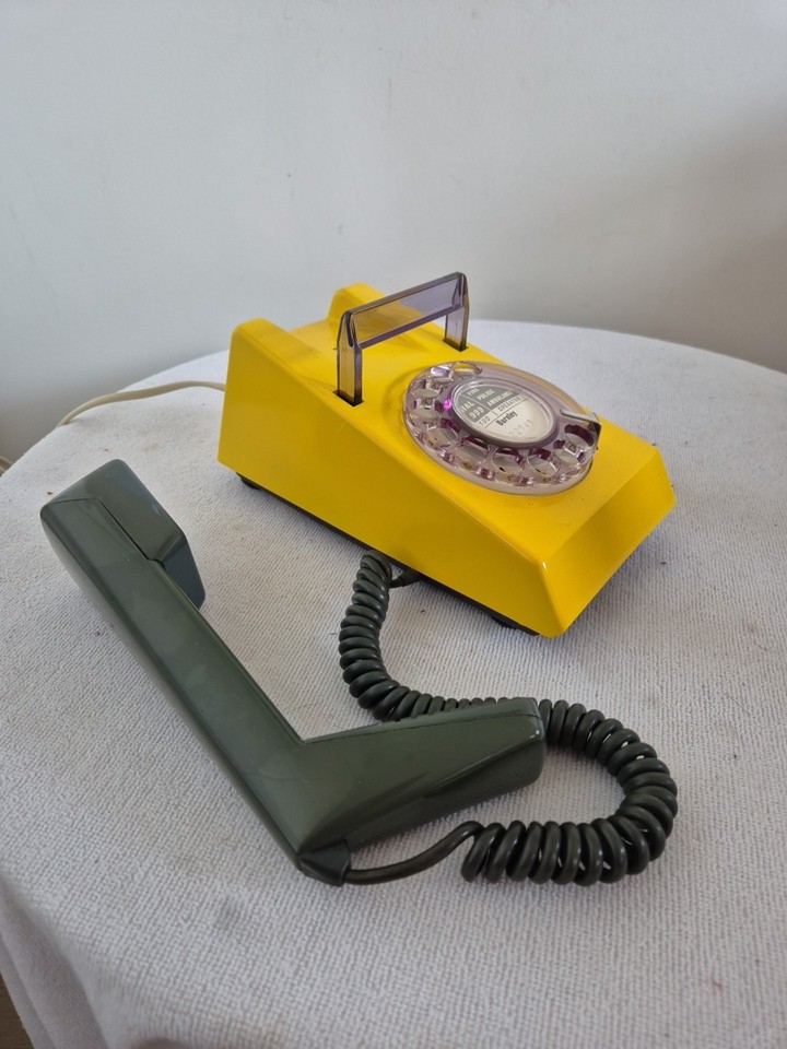 VINTAGE BT 1970's GPO DIAL TRIM PHONE TELEPHONE - Sunshine yellow and ...