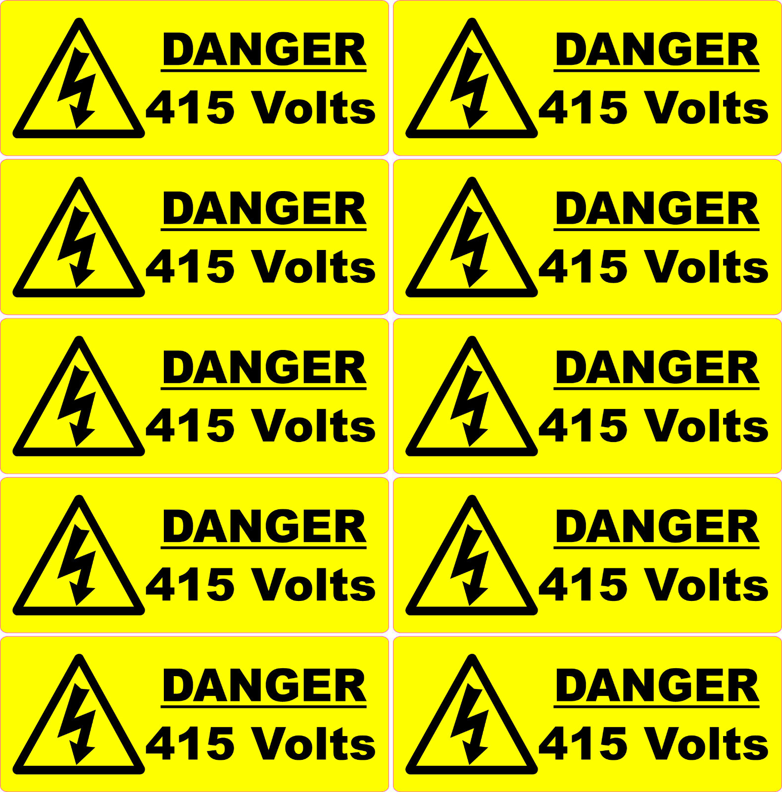 Electrical Warning Labels 230v 240v 400v 415v 440v Electric Shock, High ...