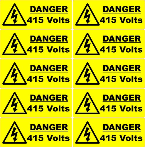 Electrical Warning Labels 230v 240v 400v 415v 440v Electric Shock, High ...