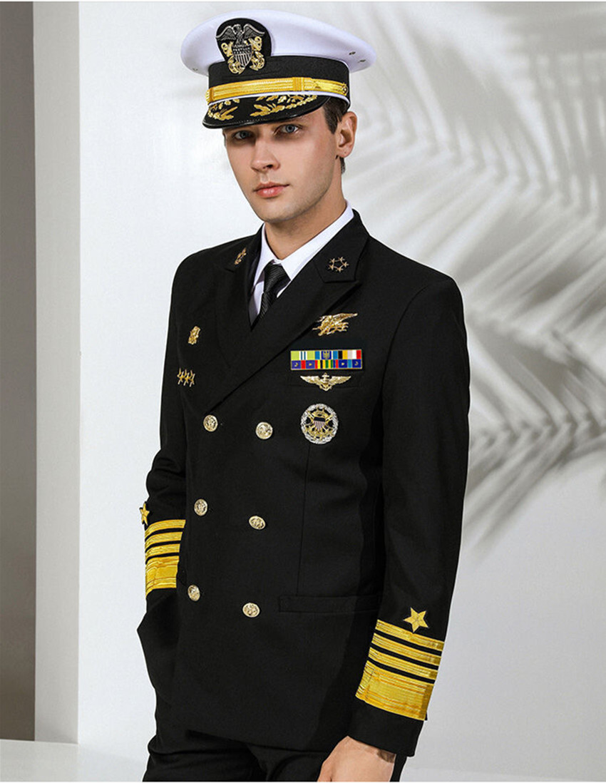 Navy Uniform Captain Military Suit Men U.S. Navy Yacht Black Officer | eBay