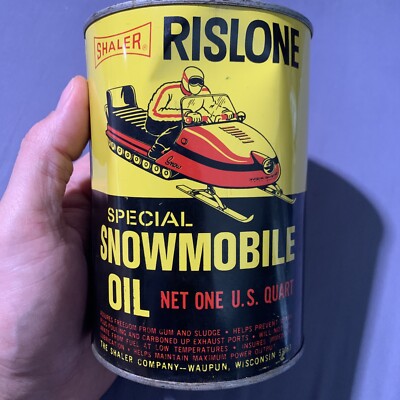 Vintage FULL Rislone Graphic Special Snowmobile One Quart Motor Oil Can ...