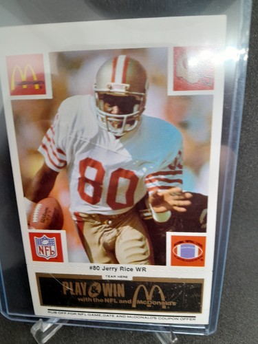 1986 Jerry Rice 49ers McDonald's / Black Tab Regular Issue Game Card ...