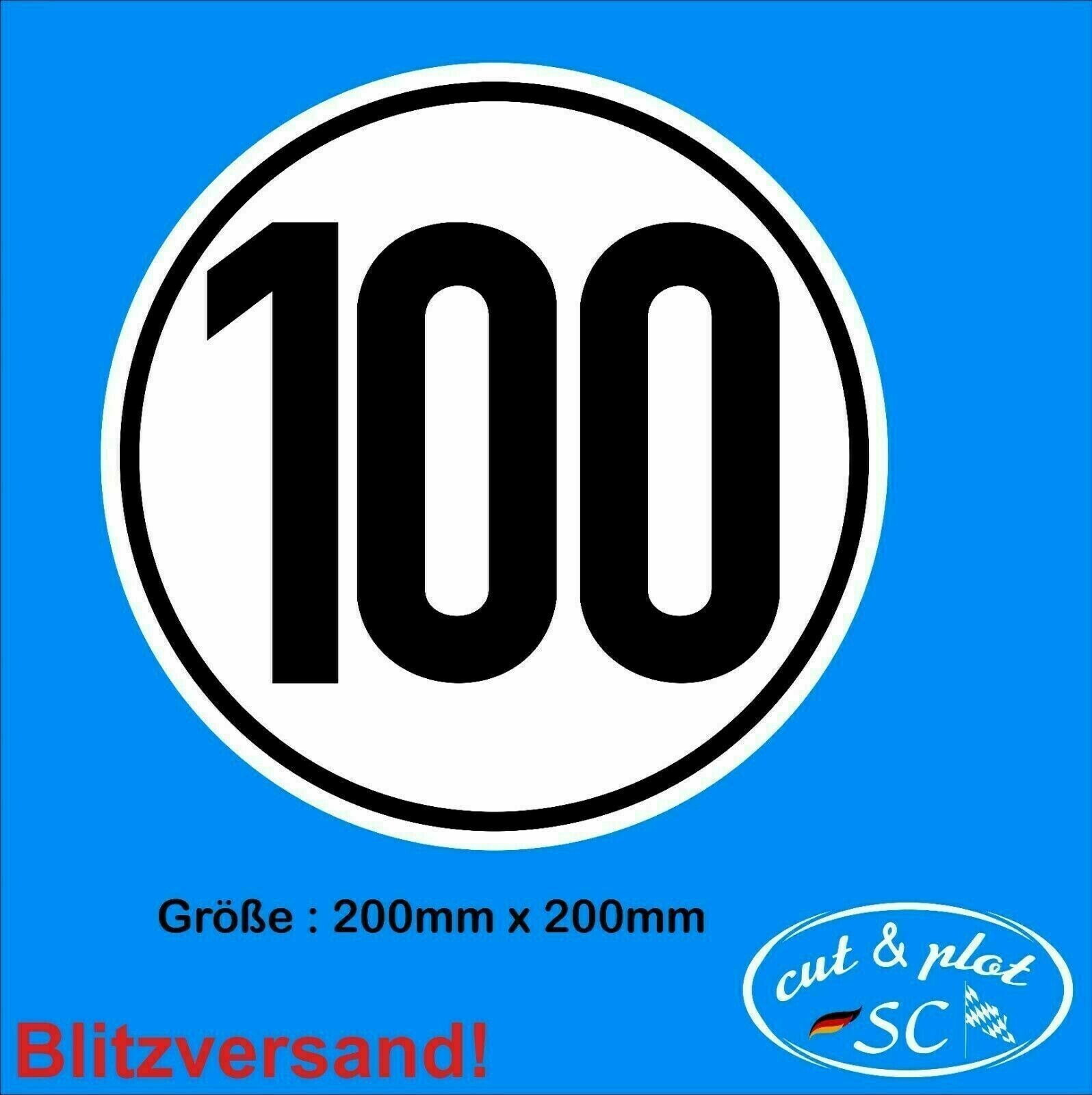 1 Aufkleber 100 km/h Ø20cm Auto Wohnwagen Anhänger Schild nach §58 ...
