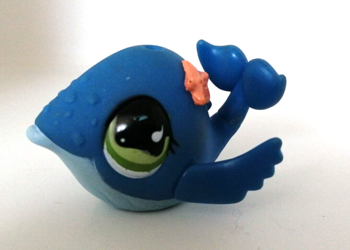 LITTLEST PETSHOP LPS #895 HASBRO WHALE BALEINE BLEU ETOILE ORANGE YEUX ...