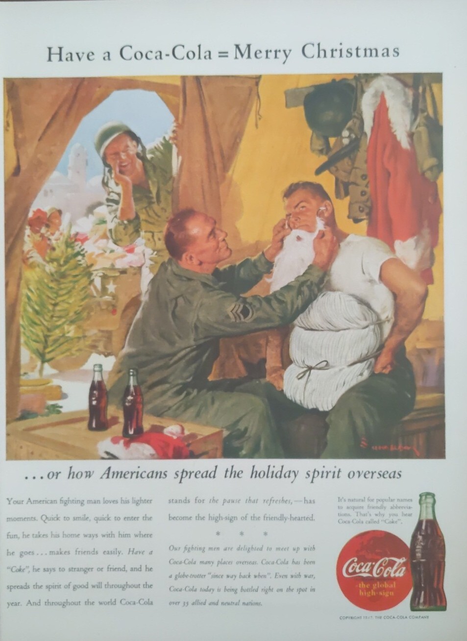 1943 vintage Coca-Cola print ad, WW2 Santa Clause print ad | eBay