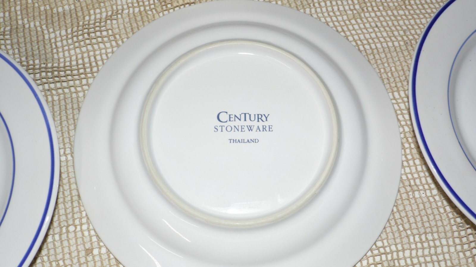 ROOSTER STONEWARE SALAD PLATES SET OF 6 "REMY" COUNTRY BLUE PLAID ...