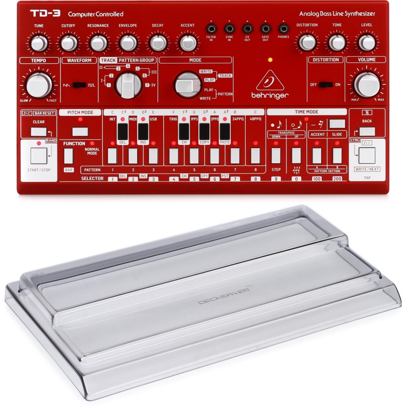 Behringer TD-3-RD Analog Bass Line Synthesizer with Decksaver Cover ...