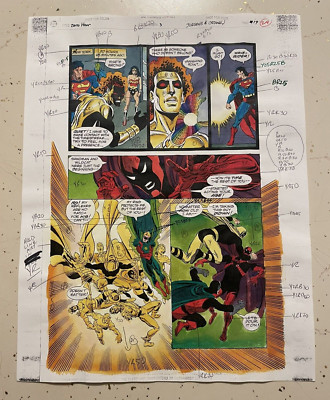 ZERO HOUR #3 ART original comic COLOR GUIDE 1994 SUPERMAN LANTERN ...