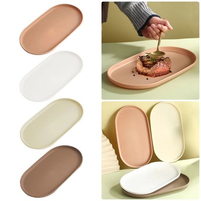 1Pcs Smooth Edge Fruit Plate Oval Shaped Food Serving Tray for Home ...