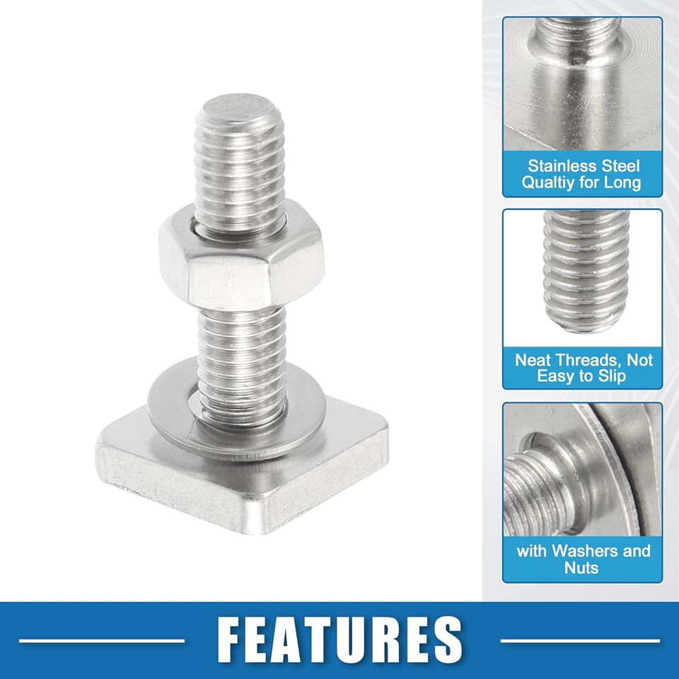 Roof Rack T Shaped Slot Bolt M8 W/Nuts Washer T Shaped Track Bolts Roof ...