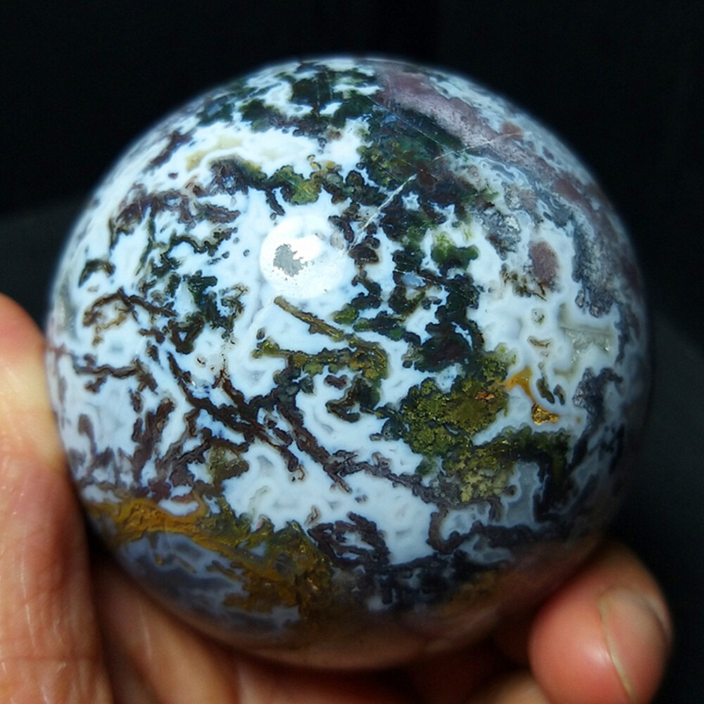 RARE415.5g Natural Moss Agate Aquatic Plants Agate Stone Sphere Healing ...