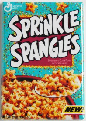 Sprinkle Spangles MAGNET 2" x 3" Refrigerator or Locker Vintage Cereal ...