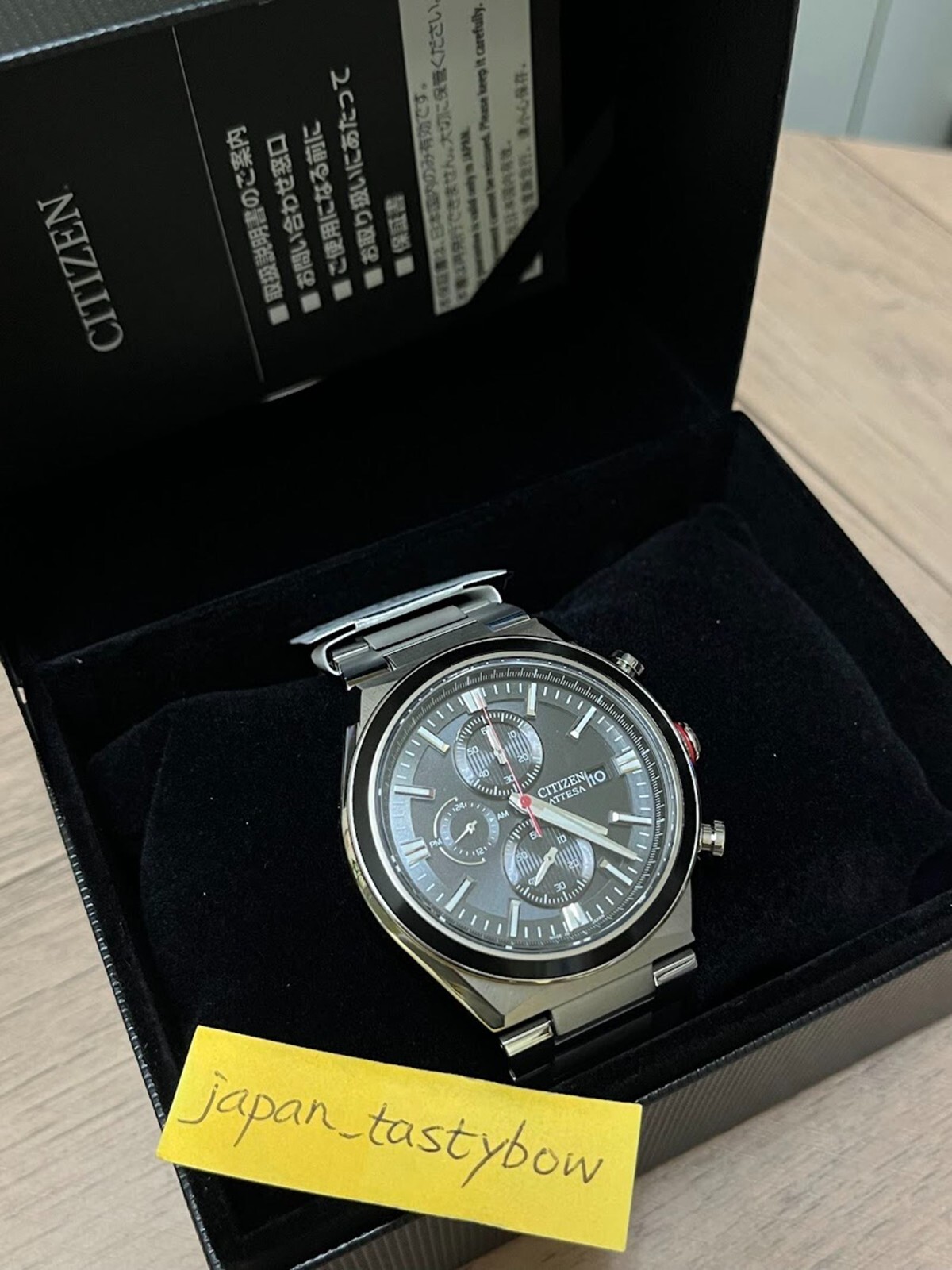 Citizen Attesa CA0836-68E Eco-Drive Black Dial Chrono Titanium Watch ...