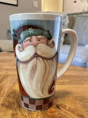 Vintage Large Tall Christmas Coffee Mug Holiday Santa Clause Mug Angel ...