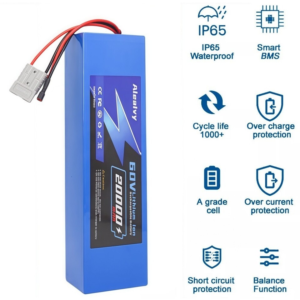 60V 20AH Lithium ion E-Bike Battery 50A BMS 3000W Electric Motor ...
