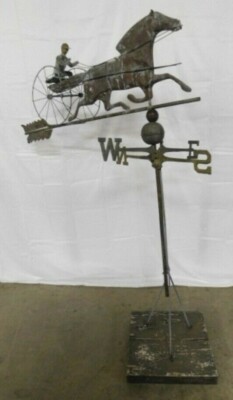 Antique Copper and Brass Sulky Horse Carriage Buggy Weathervane 64” T x ...
