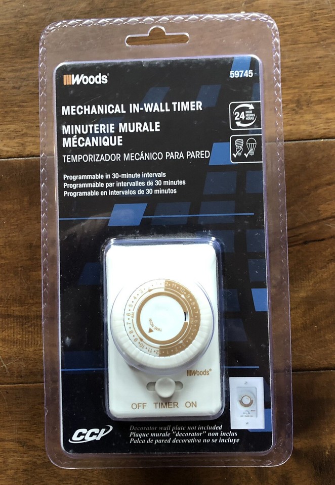 Woods 59745 In-Wall 24-Hour Mechanical Timer That Converts A Wall Light ...