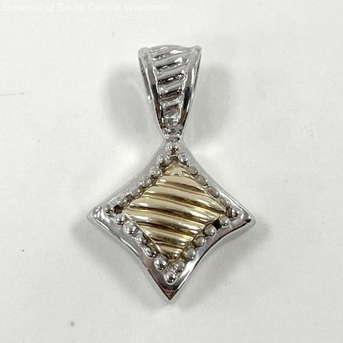 Sterling Silver & 14K Yellow Gold Diamond-Shaped Large Bail Pendant, 2 ...