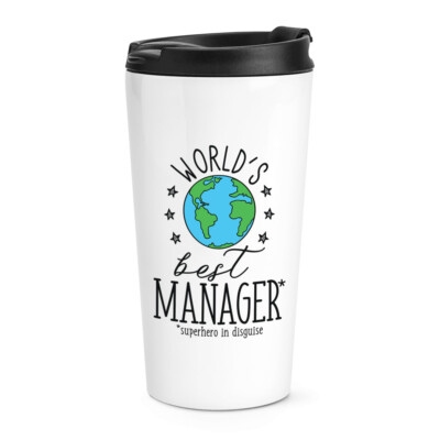 World's Best Manager Travel Mug Cup Funny Gift Present Thermal Tumbler ...