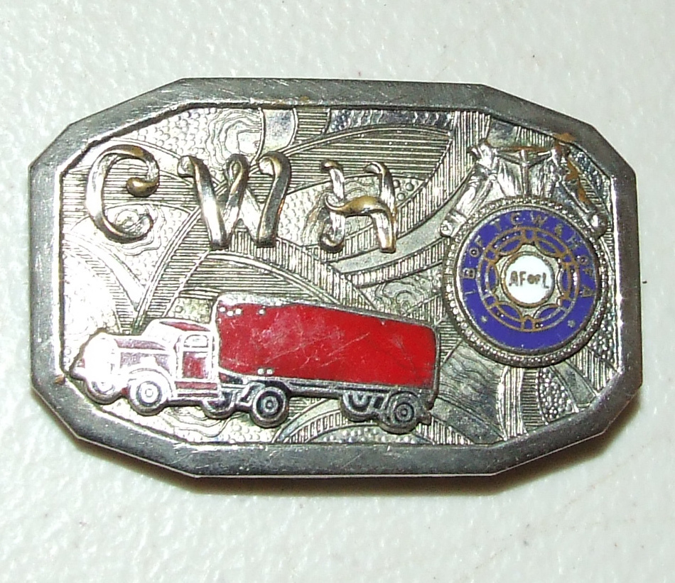 Vintage 1940's Teamsters I.B. of T.C.W. Trucking Silver Union Belt ...