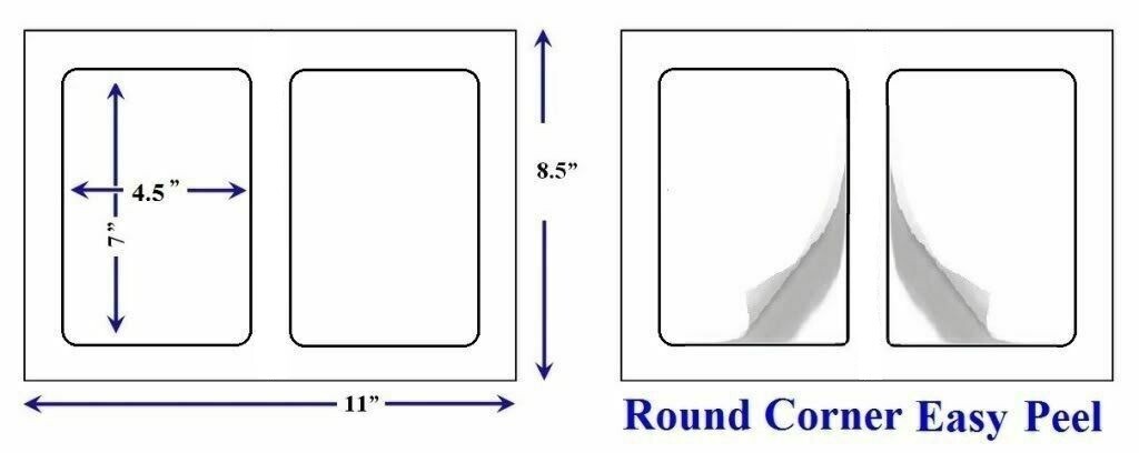 Premium Quality Round Corner Shipping Label Size 7" x 4.5" Sheet Size 8 ...