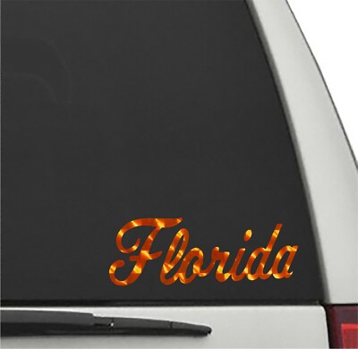 Florida Gators FLORIDA SCRIPT in ORANGE MIRROR Cut Vinyl Decal UF ...