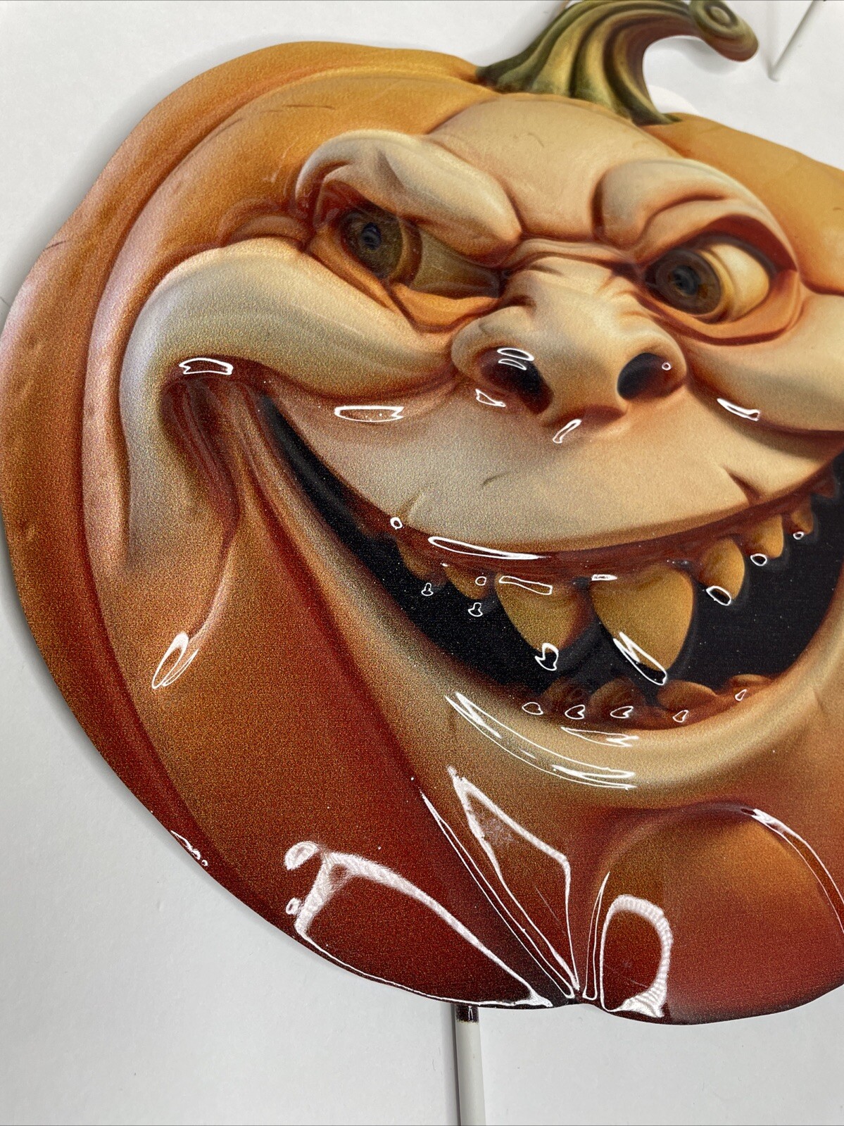 2 Metal Halloween Pumpkin Yard Stakes Scary Face JOL New | eBay