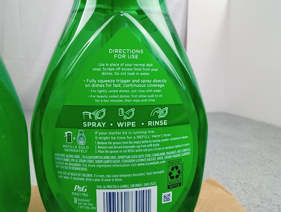 3x Gain Ultra Clean Power Blast Dish Spray + Aroma Boost Original Scent ...