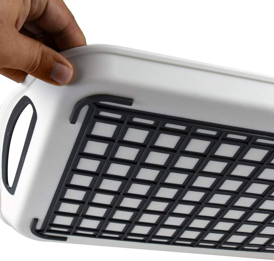 2x Serving Tray Plastic Rubber Grip Surface Non-Slip Pad Serve Food ...