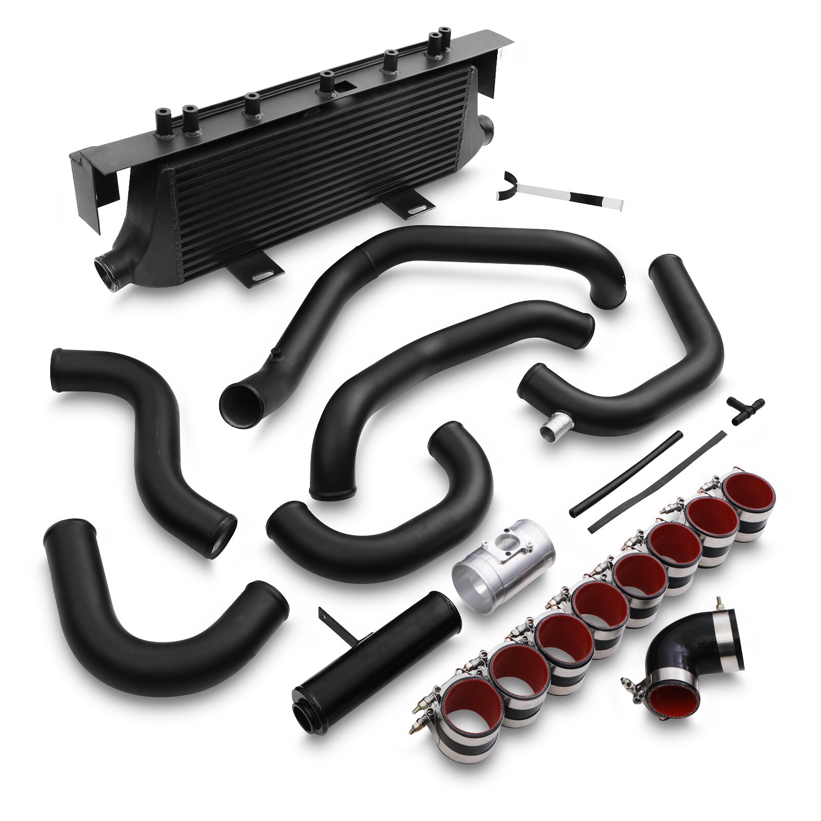 JAPSPEED BLACK FRONT MOUNT INTERCOOLER KIT FOR SUBARU IMPREZA WRX STI ...