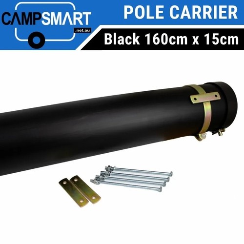Black Caravan Pole Carrier & Brackets 1600mm x 150mm PVC Storage Tube ...