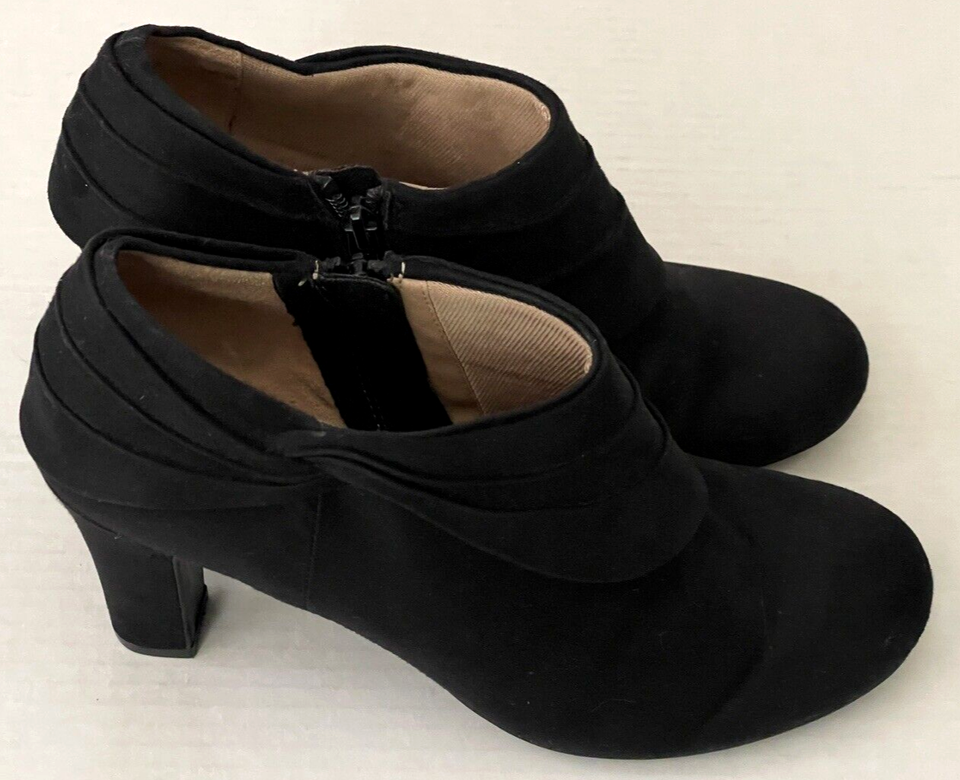 LifeStride Soft System Black Ankle Booties Side Zip Women's Size 9M ...