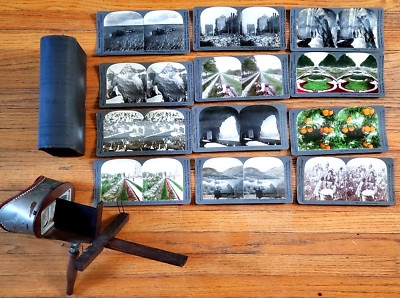 ANTIQUE KEYSTONE STEREOSCOPE EYE COMFORT Stereo Viewer 1 Doz Photo ...