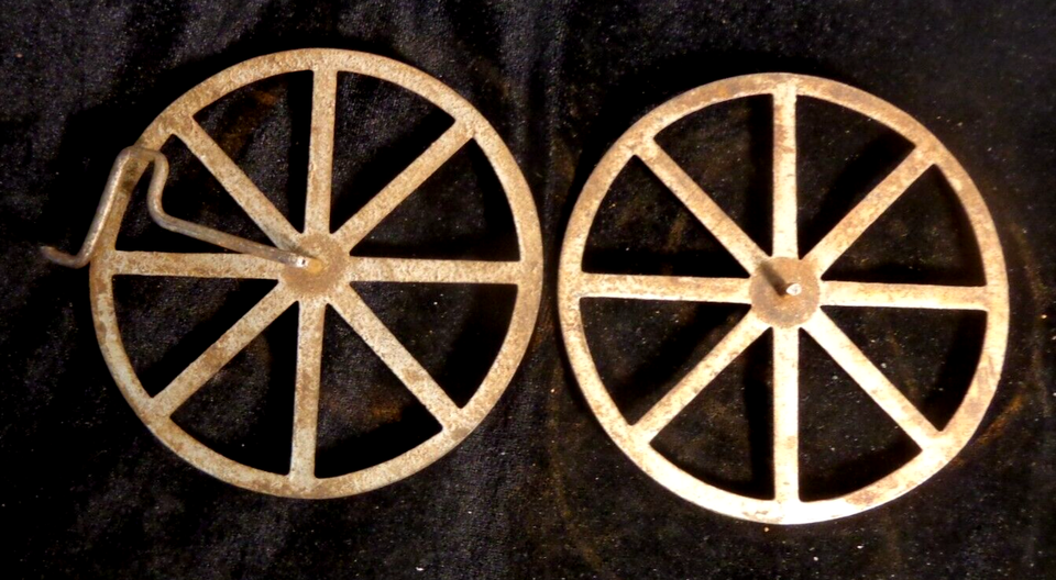Cir Nineteenth Century Original (2) Cast Iron (8) Spoke 4 1/4" Toy ...