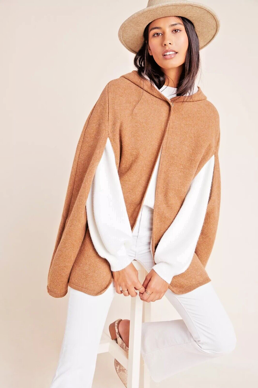 ANTHROPOLOGIE AKEMI+KIN BELLAMY HOODED CAPE CARDIGAN SWEATER PONCHO ...