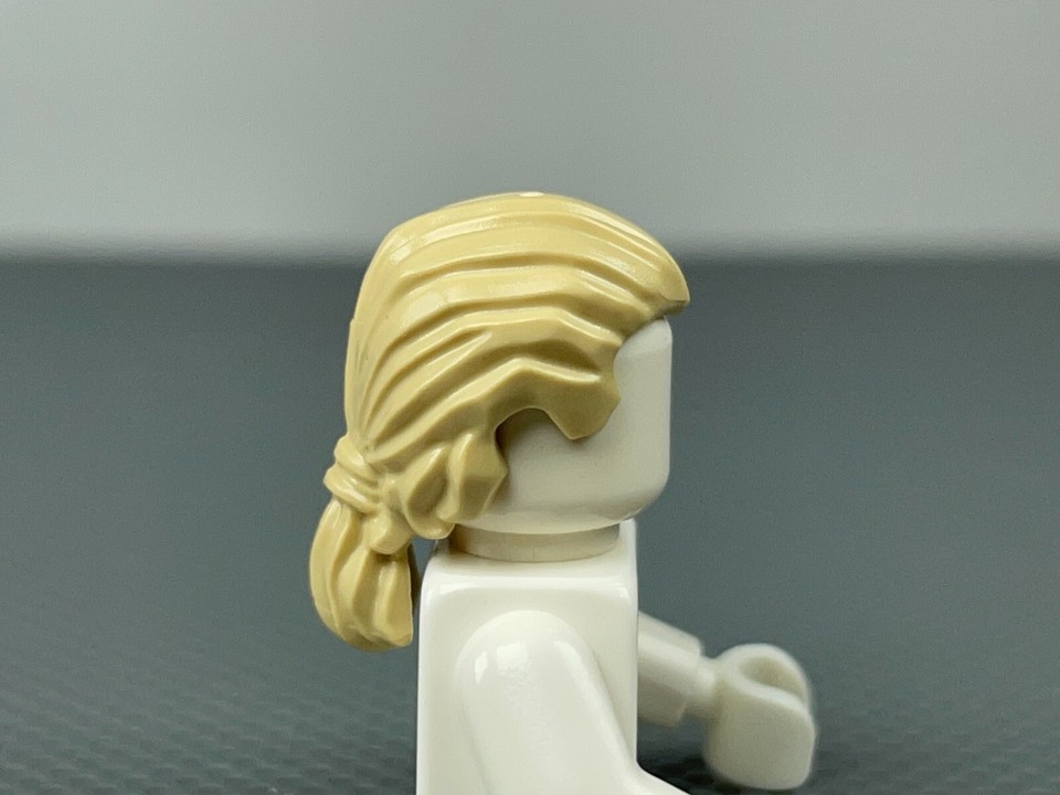 LEGO MINIFIGURE Tan Hair Swept Back with Short Ponytail Minifig Part ...