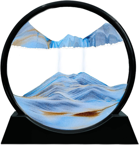 Moving Sand Art Picture Sandscapes in Motion round Glass 3D Deep Sea ...