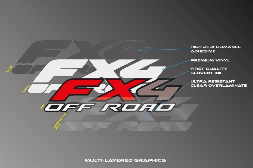 For Ford FX4 CUSTOM TAZ Off Road Decals Stickers Truck 4x4 Bed Side NEB ...